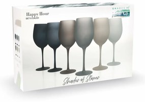 VILLA D’ESTE HOME TIVOLI Set sklenic na víno Happy Hour Stones 6 kusů, kávové odstíny, matný,  550 ml