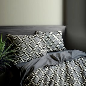 Ervi Bavlněné povlečení oboustranné - Grey Tartan/šedé