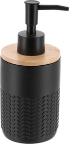 Dávkovač mýdla Eira, černá/s dřevěnými prvky, 260 ml