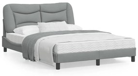 vidaXL Rám postele s LED osvětlením světle šedý 140 x 190 cm textil