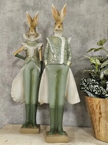Dekorace králík v zeleném obleku - 14*10*44 cm