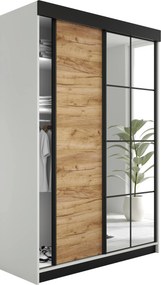 Posuvná skříň LAMARO - 138x205x59 - bílý a dub Craft zlatý
