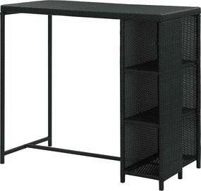 Barový stolek s úložným regálem černý 120x60x110 cm polyratan 313476