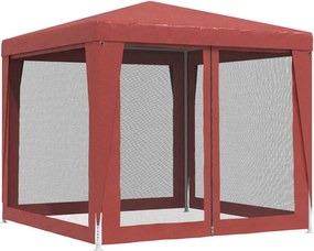 Party stan se 4 síťovanými bočnicemi červený 2,5 x 2,5 m HDPE 319225