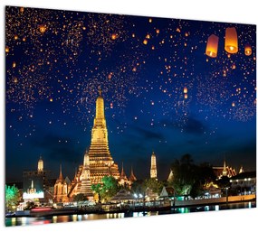 Skleněný obraz - Lampióny štěstí, Bangkok (70x50 cm)