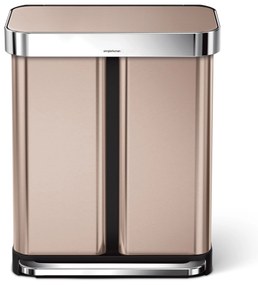 Pedálový odpadkový koš Simplehuman na tříděný odpad – 58l, bronzový - ROSE GOLD
