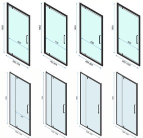 Rea Rapid Swing, rohový sprchový kout 90 (dveře) x 100 (stěna) x 195 cm, 6mm čiré sklo, černý profil, KPL-009927