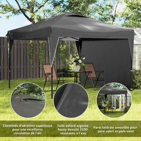 Outsunny Rychloupínací Skládací Zahradní Altán se Sundavací Boční Stěnou + Přenosná Taška Ocelový Oxfordský Materiál 3 x 3 x 2,65 m Šedý | Aosom