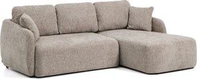 Taupe žinylková rozkládací rohová pohovka (pravý roh/s lenoškou) Laira – Kave Home