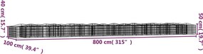 vidaXL Klenutý gabion vyvýšený záhon 800x100x50 cm pozinkované železo [153553]