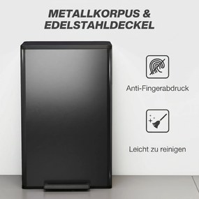HOMCOM kuchyňský odpadkový koš s pedálem 45 l — s tlumeným dovíráním, vyjímatelným vnitřním kbelíkem, funkcí zajištění otevřeného víka a ochranou pro…