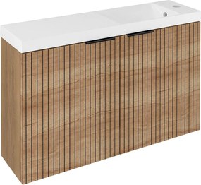 Sapho Latus X koupelnová skříňka 80 x 54,5 x 22 cm s odkládací plochou pravá dub alabama strip hnědá LT110-SET08