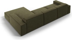 Khaki sametová modulární rohová pohovka (pravý roh/s lenoškou) Jodie – Micadoni
