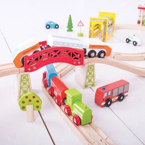 Bigjigs Rail Dřevěná vláčkodráha doprava 125 dílů