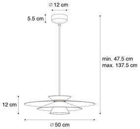 Designové závěsné svítidlo bílé vč. LED 3-stupňové stmívatelné - Pauline