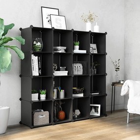 15 kostková skladovací jednotka, plastový botník, černý