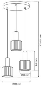 Lustr na lanku CRISTAL 3xE27/60W/230V černá