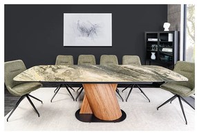 Massive home | Jídelní stůl ELEMENTS 180-260 cm rozkládací, ořechový rám s keramickou deskou, taupe béžový mramorový vzhled