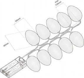 LED světelný řetěz Eggs, 1,6 m, bílá