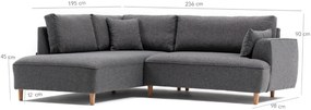 Hanah Home Rohová pohovka FELIX tmavě šedá levá 825BLC1375