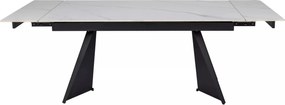 Jídelní rozkládací stůl Laconi 160/220 cm keramika bílý mramor/černý