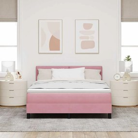 Postel s boxspringem s čelo Růžová 160 x 200 cm samet 3339187