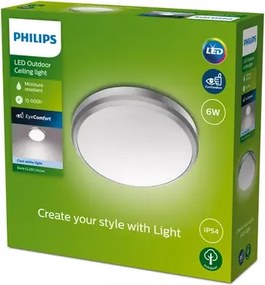 Philips Doris LED 6W matný nikl / Venkovní přisazené svítidlo / 600lm