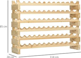 HOMCOM 72-lahev vinotéka, 6-patrová vertikální vinotéka s nosností 100 kg pro kuchyni, jídelnu a bar, 114x28x85 cm, přírodní dřevo