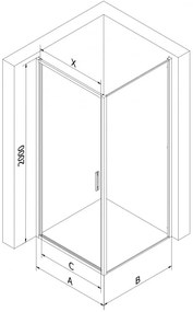 Mexen Exo, sprchový kout s křídlovými dveřmi 95 x 100 cm, 6mm čiré sklo, chromový profil, 817-095-100-01-00