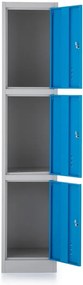 Rauman Kovová šatní skříň 3 boxy, 38 x 45 x 185 cm, cylindrický zámek - modrá