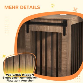 Box pro psy Klec pro psy, uzamykatelná, dřevěný vzhled, rustikální design, 98 cm x 58 cm x 61 cm, ořech + černá barva
