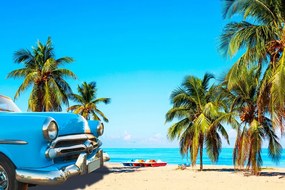 Vícedílný obraz Pláž Varadero Na Kubě A Americké Auto Nedostatek Nedostatek Přírodní plátno 60x40