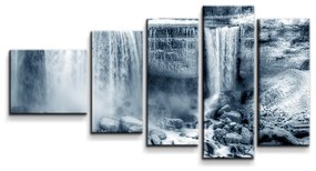 Sablio Obraz - 5-dílný Černobílý vodopád - 100x60 cm