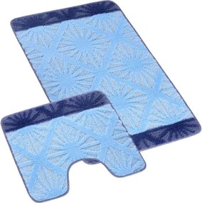 Bellatex koupelnové předložky SADA BANY 60x100 + 60x50 cm s výkrojem Paprsek Modrá