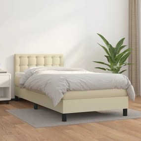 Box spring postel s matrací krémová 90x190 cm umělá kůže 3141097