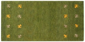 Vlněný koberec 80 x 150 cm zelený YALAFI Beliani
