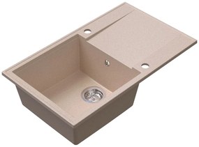 Sink Quality Sink55, kuchyňský granitový dřez 780x460x215 mm + chromový sifon, béžová, SKQ-SINK.P.1KDOL.X