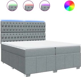 Box spring postel s matrací světle šedá 200 x 200 cm textil 3294082