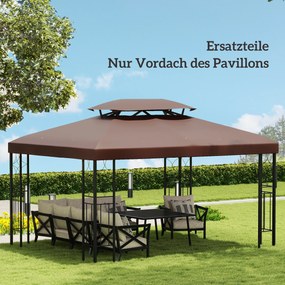 Náhradní střecha altánu Outsunny 3x4m káva polyester odpuzující vodu pro kovové a zahradní altány | Aosom.de