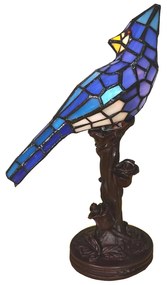 Stolní lampa Tiffany Blue Parrot - 15*12*33 cm E14/max 1*25W