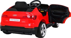 Ramiz Audi E-Tron Sportback pro děti červené + na dálkové ovládání + pohon 4x4 + pomalý start + rádio MP3 + LED