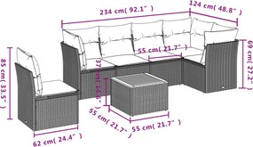 7dílná zahradní sedací souprava s poduškami černá polyratan 3223662