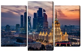 Vícedílný obraz Letecký Pohled Na Panorama Moskvy Nedostatek Nedostatek Přírodní plátno 90x60
