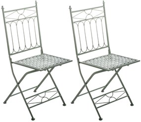 Skládací kovová židle Asina (SET 2 ks) - Zelená antik