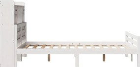 Postel s knihovnou bez matrace bílá 135x190 cm masivní borovice 3322254