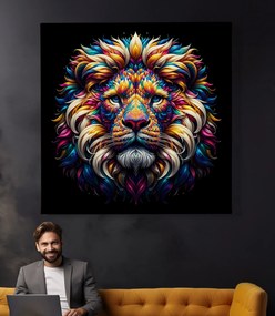 Obraz na plátně - Barevný lev, divoká hříva FeelHappy.cz Velikost obrazu: 100 x 100 cm