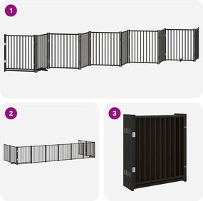 Zábrana pro psy s dvířky skládací 10 panelů černá 800 cm topol 3155743