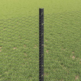 Hexagonální plot s podpěrou 50 x 0,8 m Ocel potažená PVC Šedá 3336889