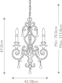 Quoizel QZ-MARQUETTE3 - Lustr na řetězu MARQUETTE 3xE14/60W/230V bronzová
