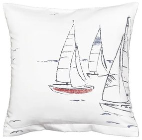 SCANquilt povlak SATÉN PLUS boats bílomodročervená 40 x 40 cm
